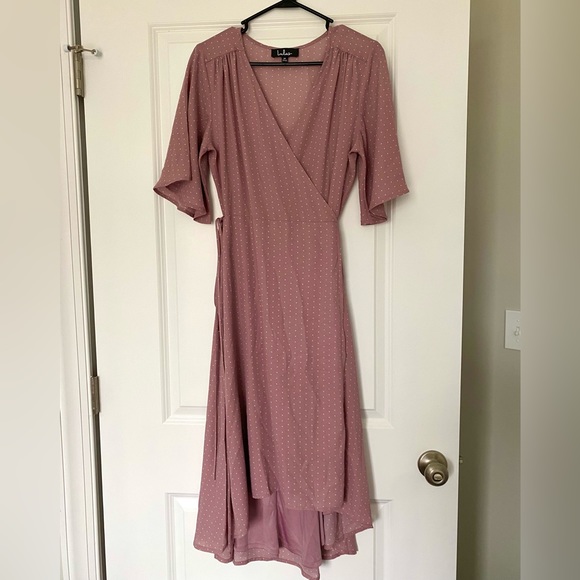 Lulu's | Dresses | Lulus Pink Midi Wrap Dress | Poshmark
